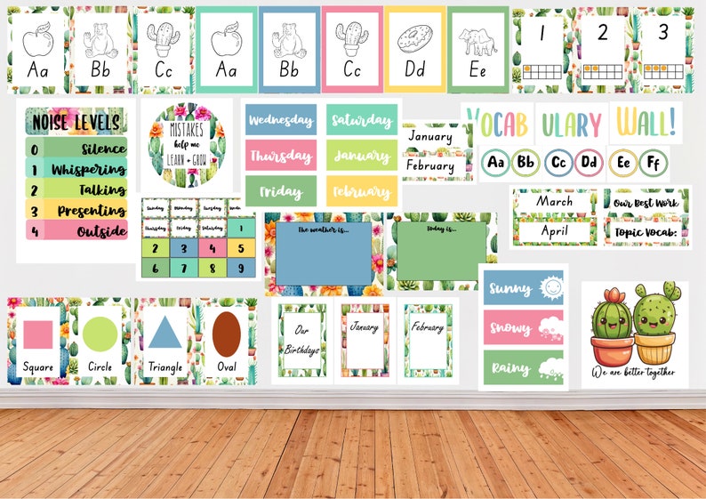 Cactus Classroom Decor, Plants, Blue, Pink, Green, Decoration, Class ...