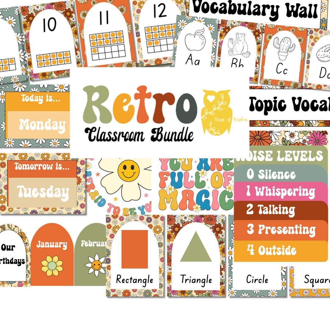 Retro Classroom Decor, Flower Power, Groovy 70s Decoration, Class ...