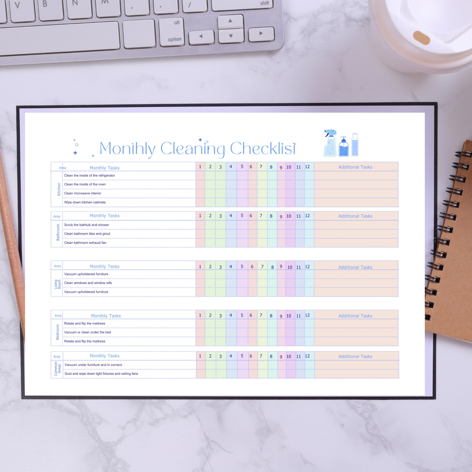 Cleaning Schedule Printable Editable, Simple Cleaning Schedule ...
