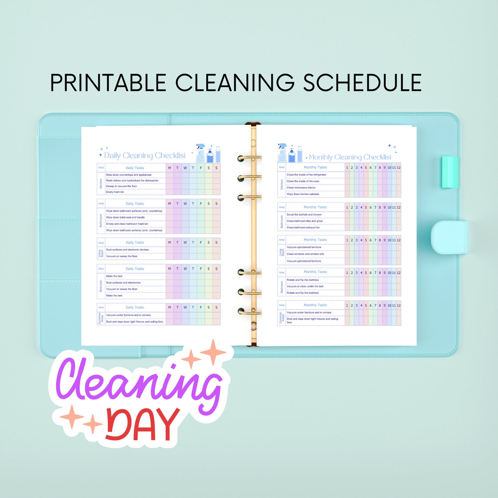 Cleaning Schedule Printable Editable, Simple Cleaning Schedule ...