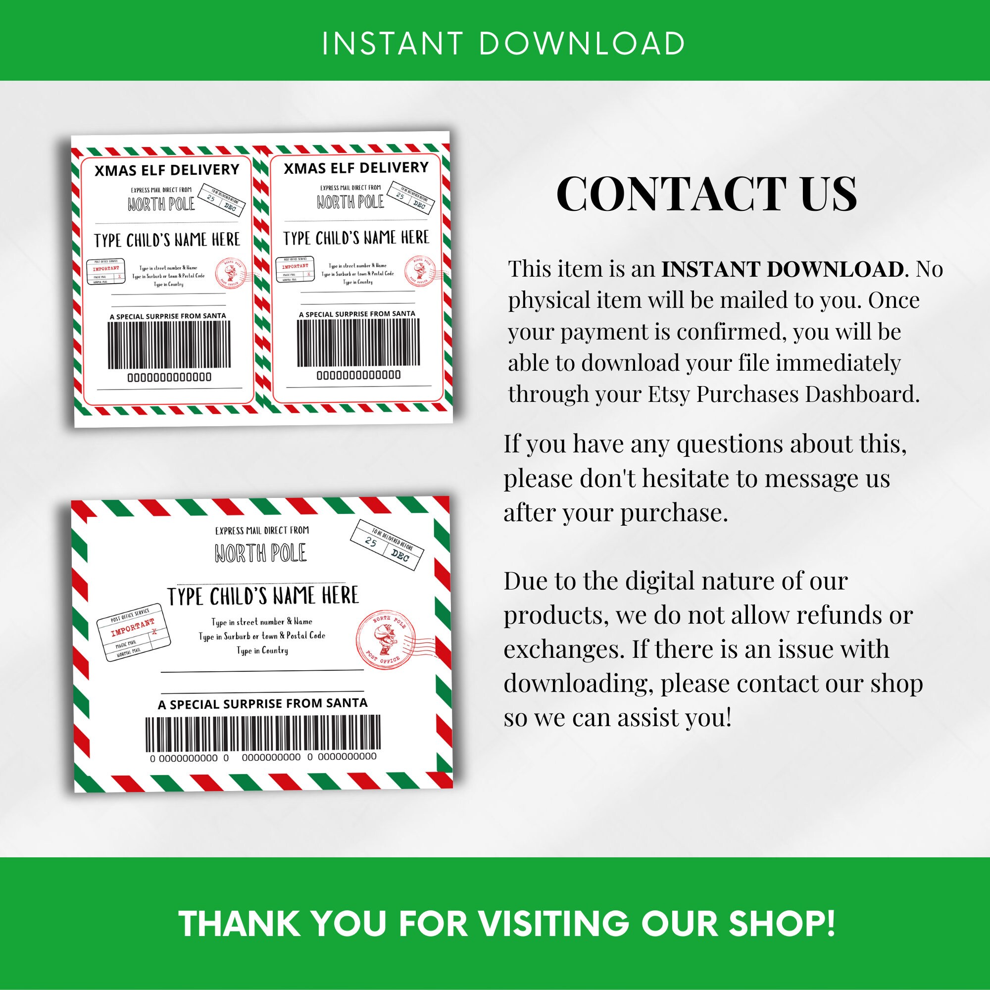 Christmas Shipping Label editable Santa Elf Shipping Label North Pole ...