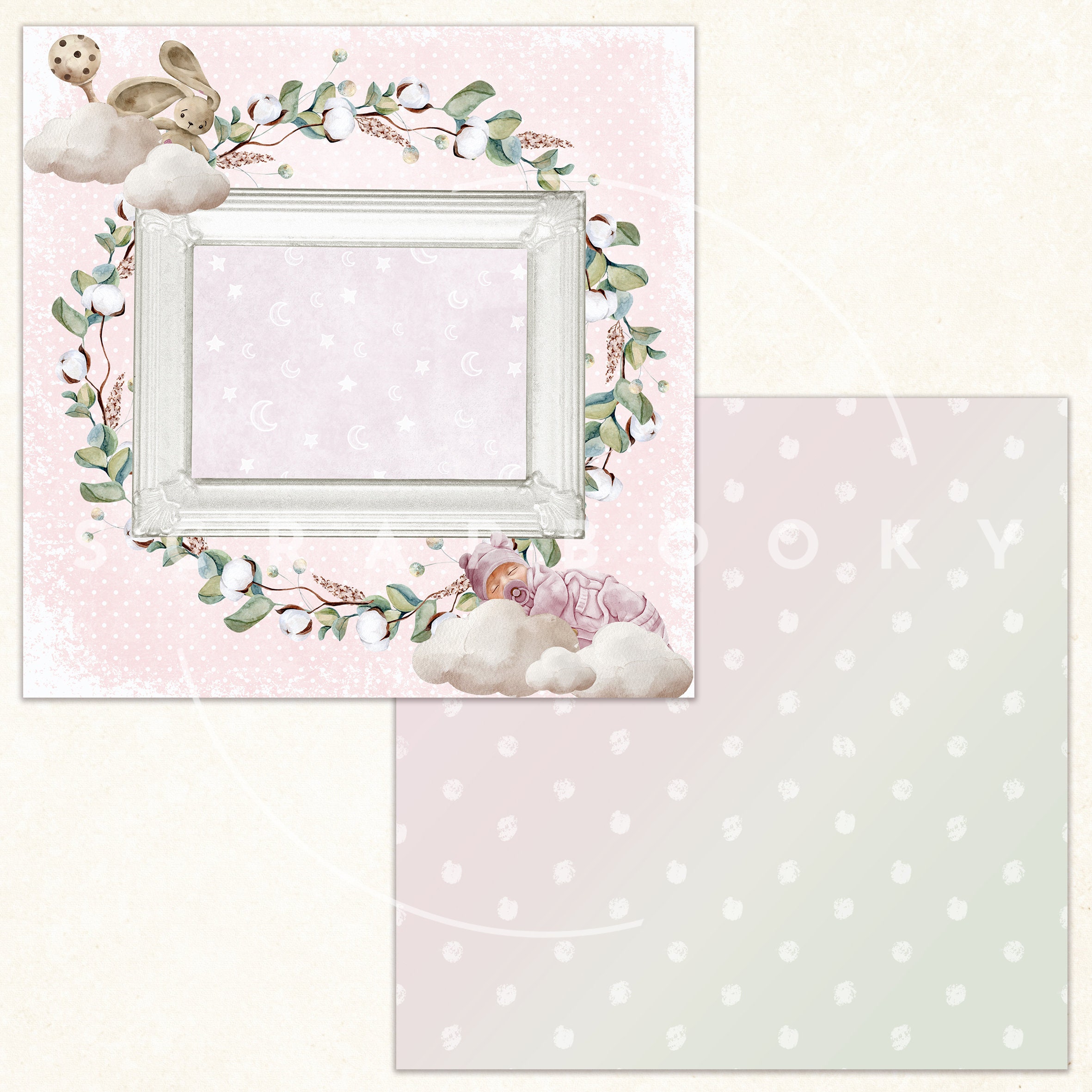 Set of Gentle Colours Baby Girl Digital Paper, Baby Girl Digital Paper ...