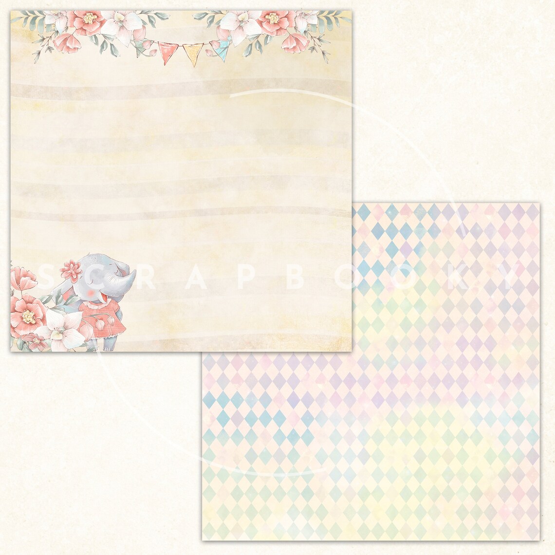 Printable Digital Paper Pads for Baby Girls, Adorable Zoo Theme ...