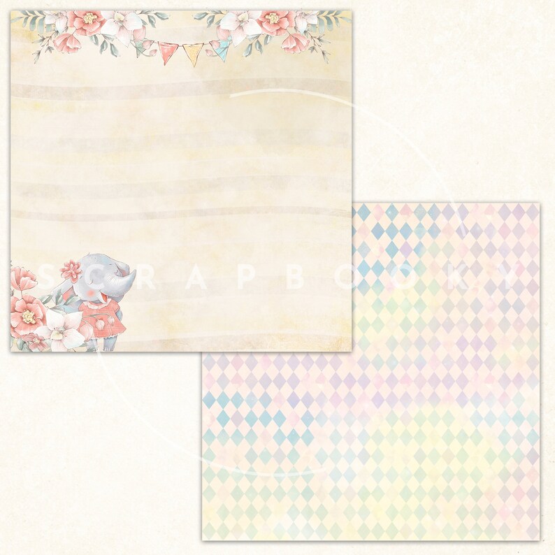 Printable Digital Paper Pads for Baby Girls, Adorable Zoo Theme ...