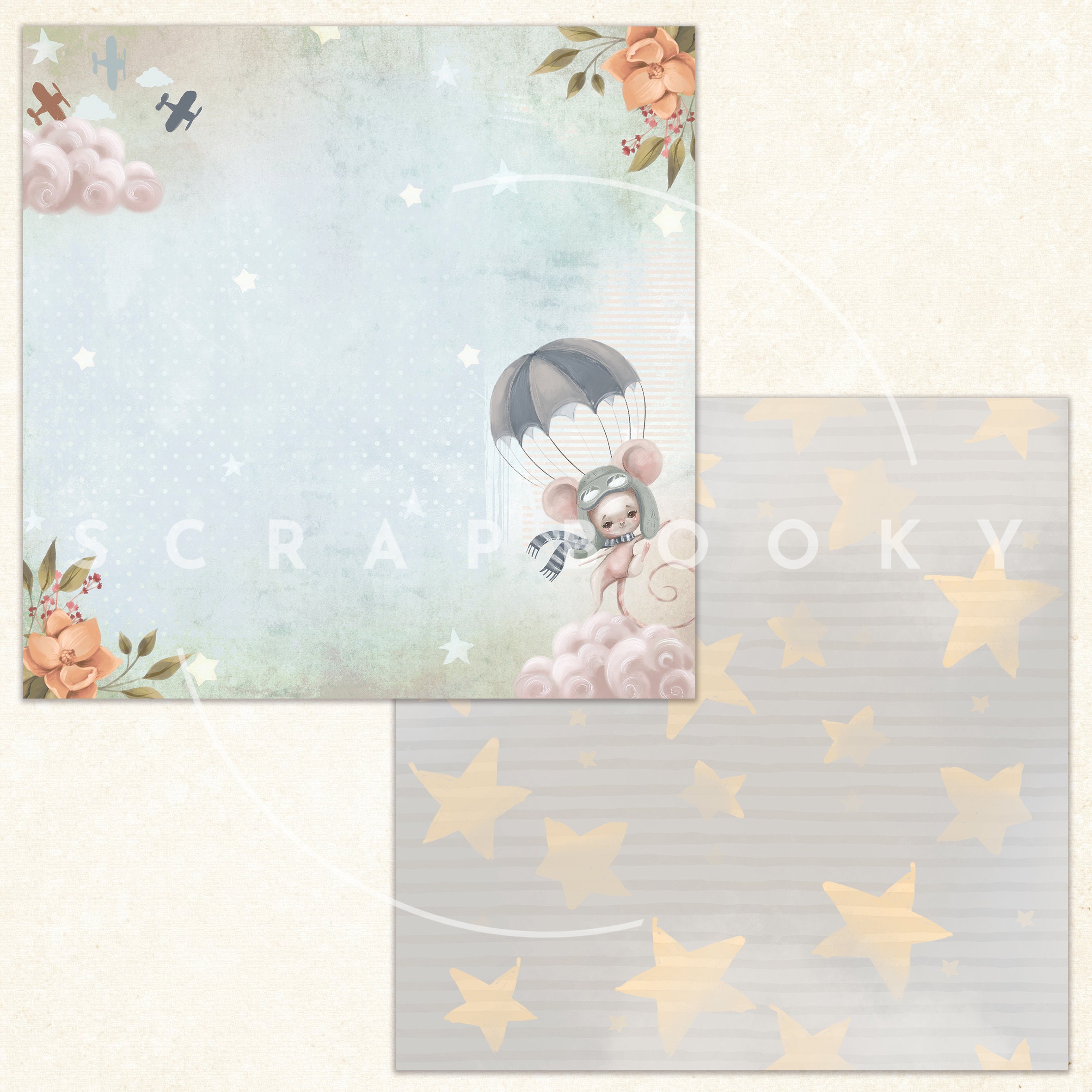 Set of Cute Baby Boy Digital Paper Charming Animals Digital - Etsy