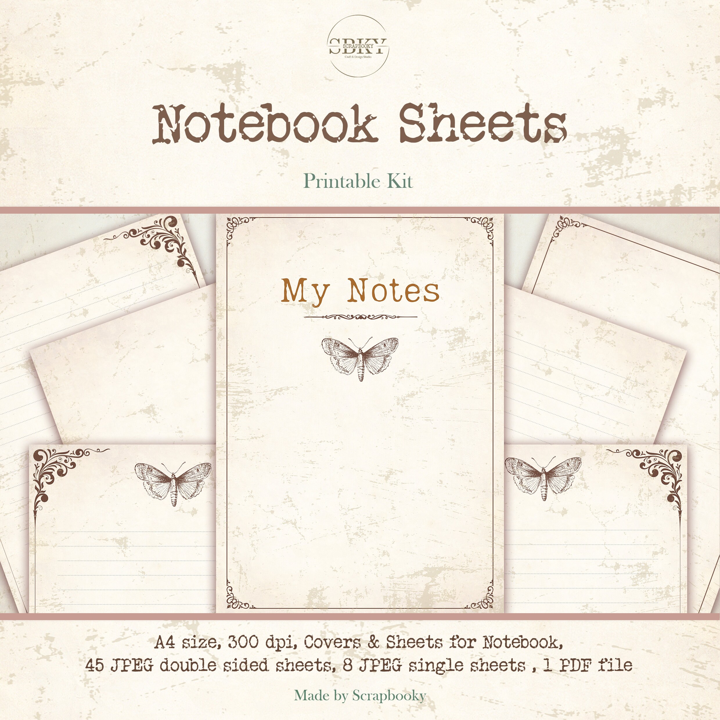 Notebook Sheets Printable Pack A4 Digital Note Pages Print & - Etsy