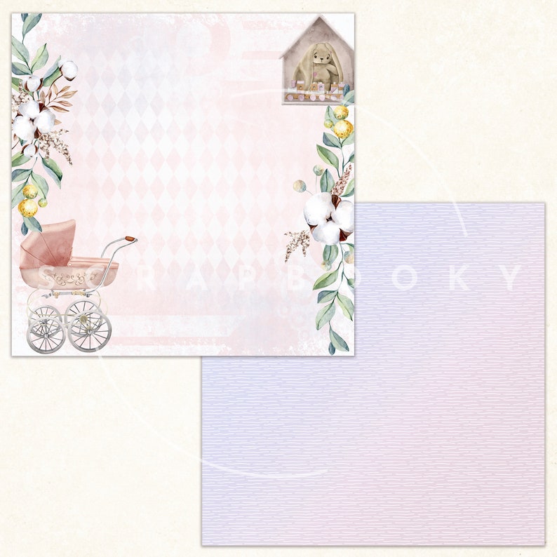 Set of Gentle Colours Baby Girl Digital Paper, Baby Girl Digital Paper ...