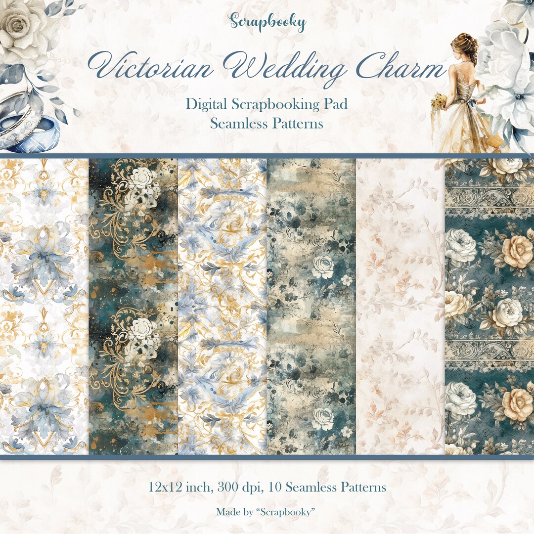 Ethereal Victorian Wedding Digital Paper Collection - Stunning Vintage ...