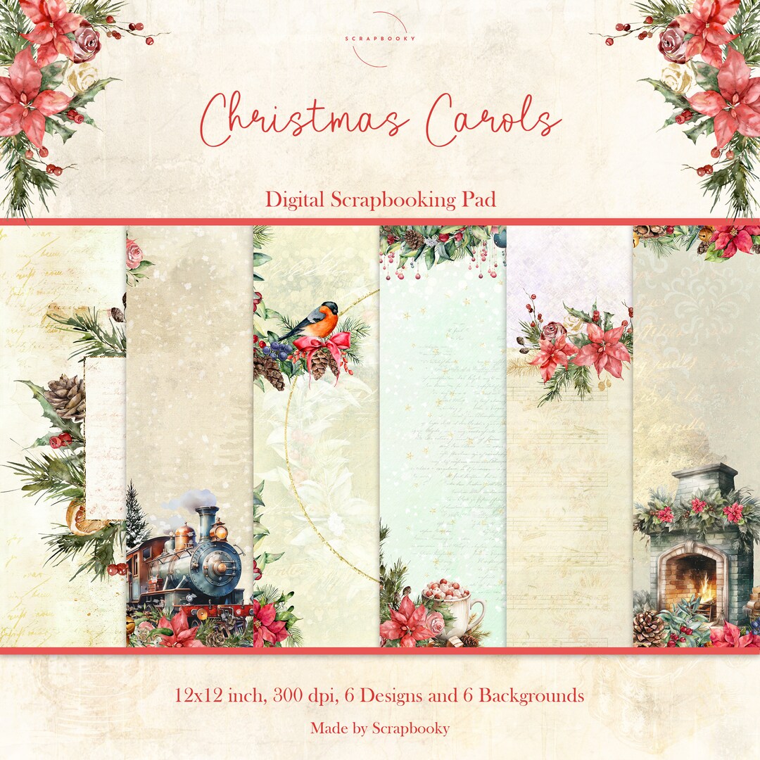 Festive Christmas Printable Paper | Holiday Digital Paper | Seasonal ...