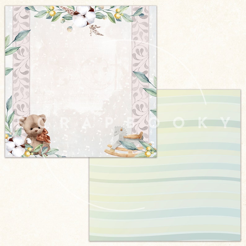 Set of Gentle Colours Neutral Gender Digital Paper, Baby Scrapbook ...