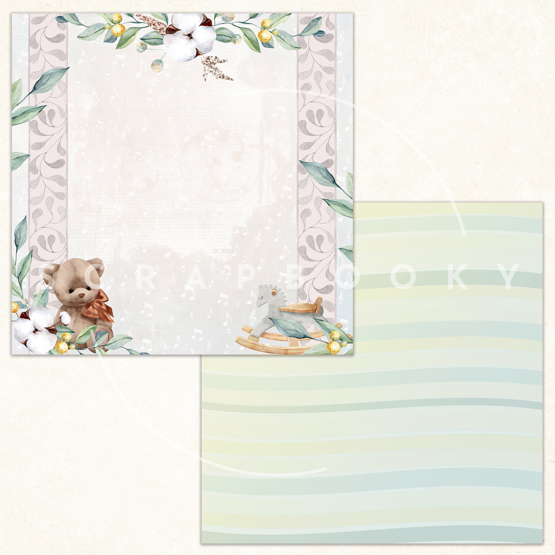 Set of Gentle Colours Neutral Gender Digital Paper, Baby Scrapbook ...