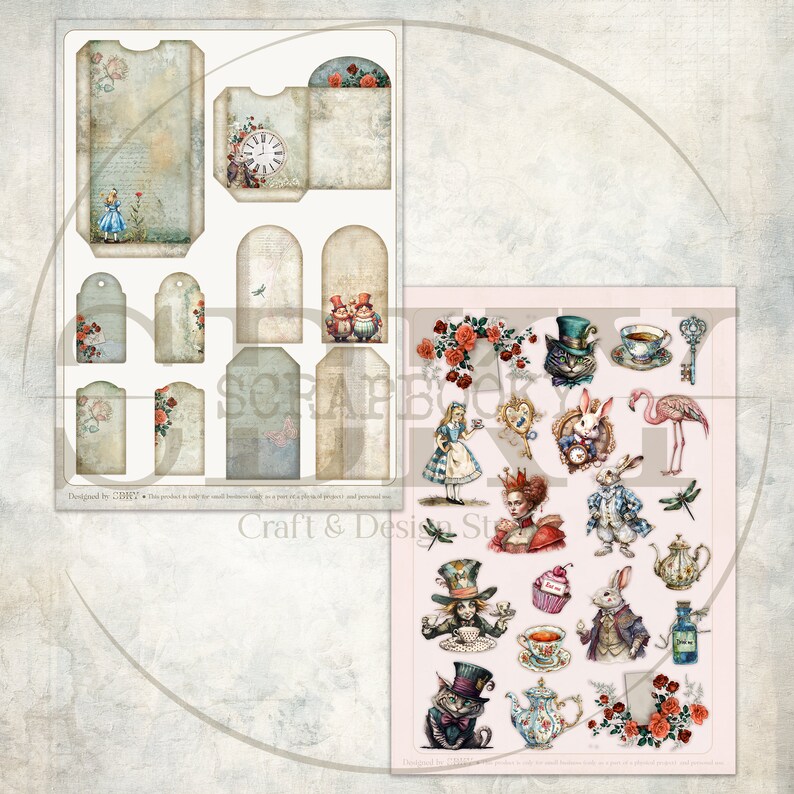 А4 Alice in Wonderland Folio Kit, Digital Journal Set With Pockets ...