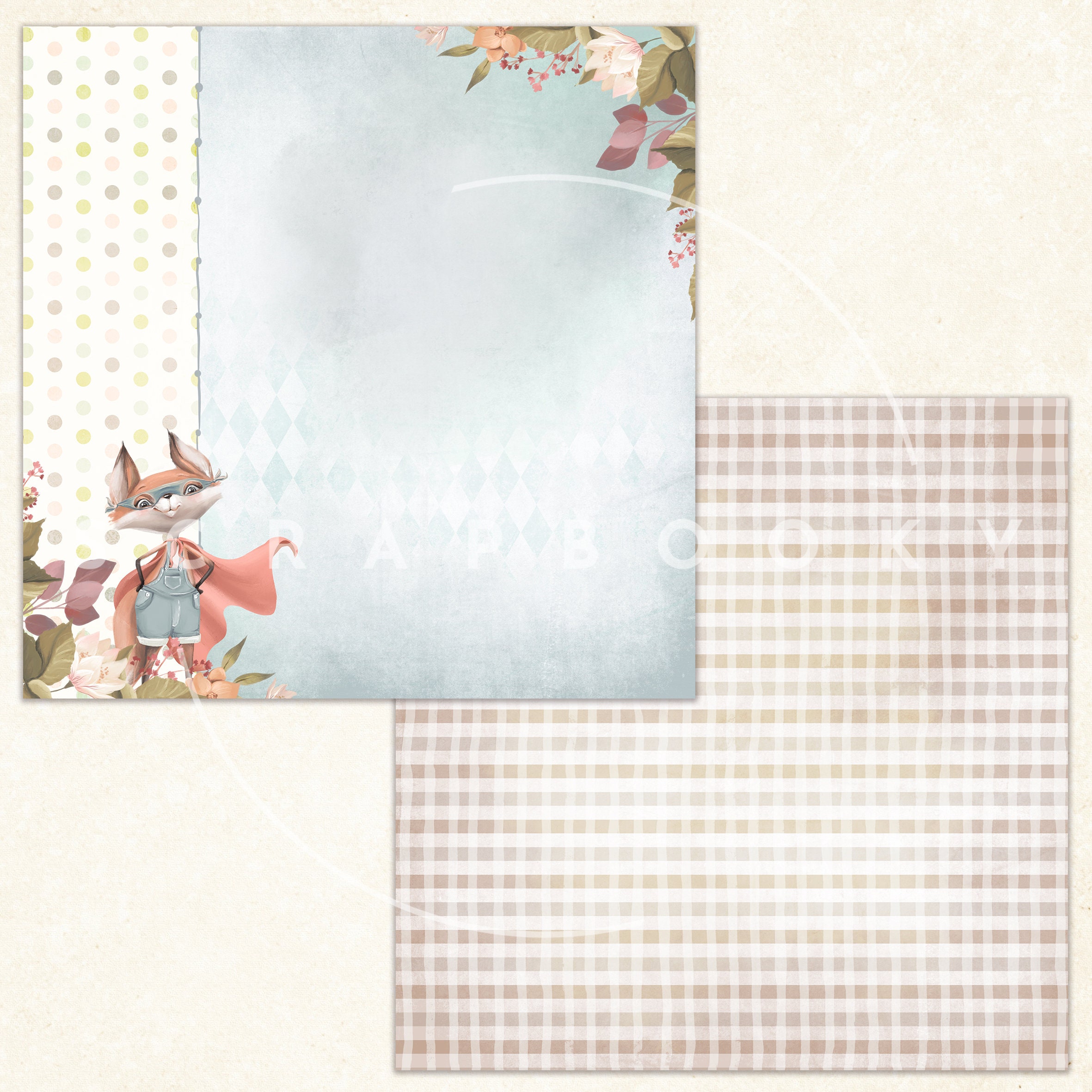 Set of Cute Baby Boy Digital Paper Charming Animals Digital - Etsy