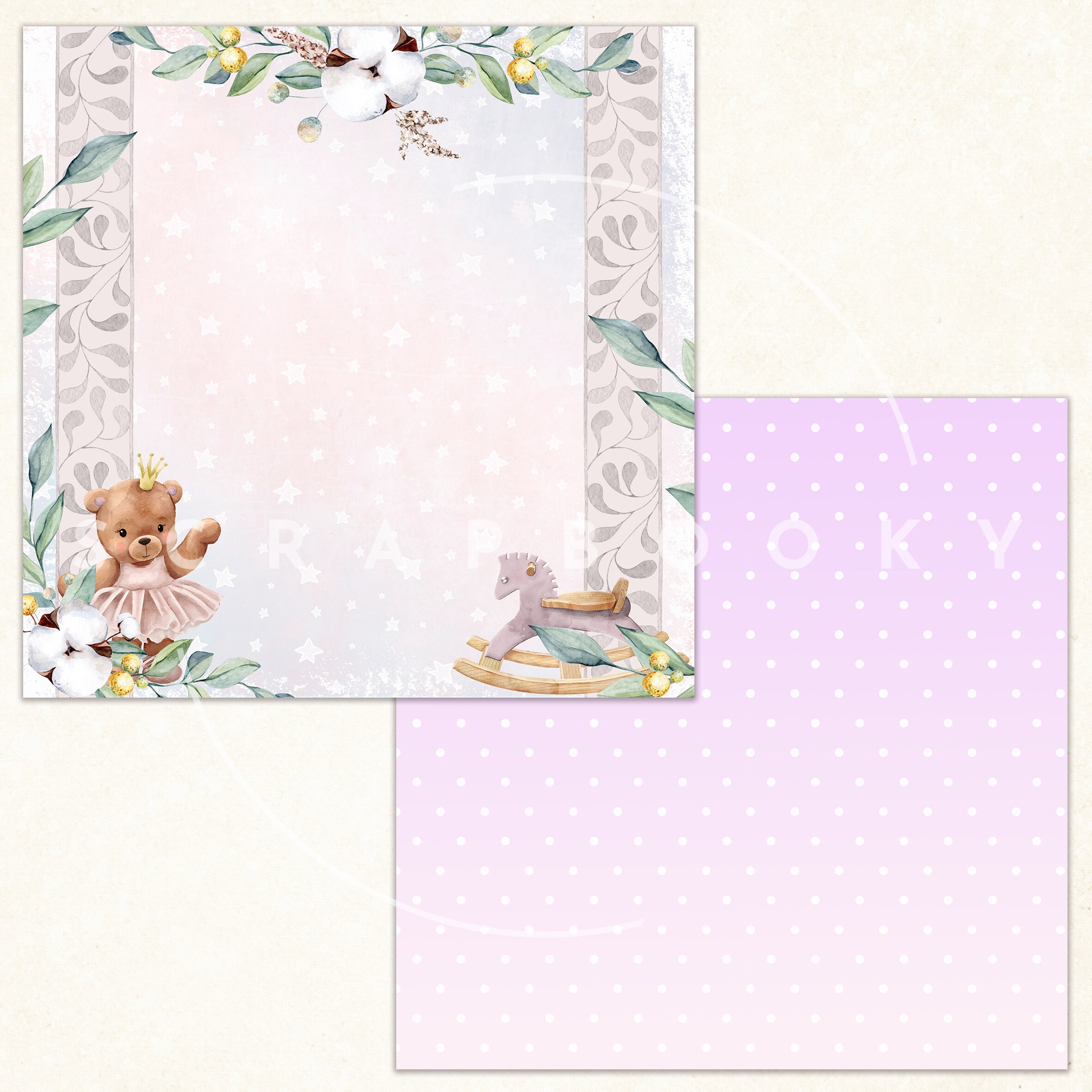 Set of Gentle Colours Baby Girl Digital Paper, Baby Girl Digital Paper ...