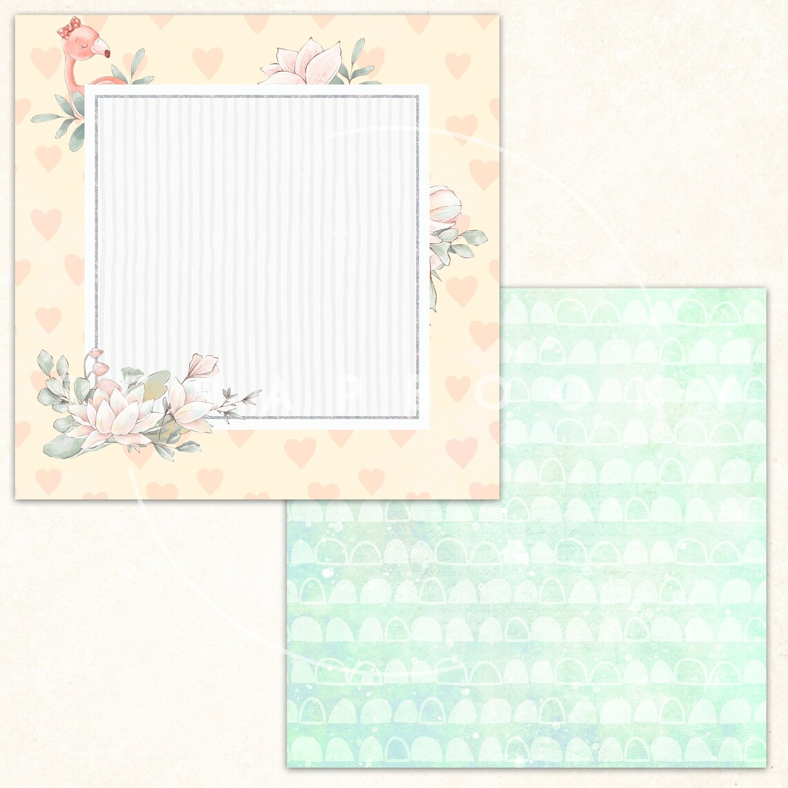 Printable Digital Paper Pads for Baby Girls, Adorable Zoo Theme ...