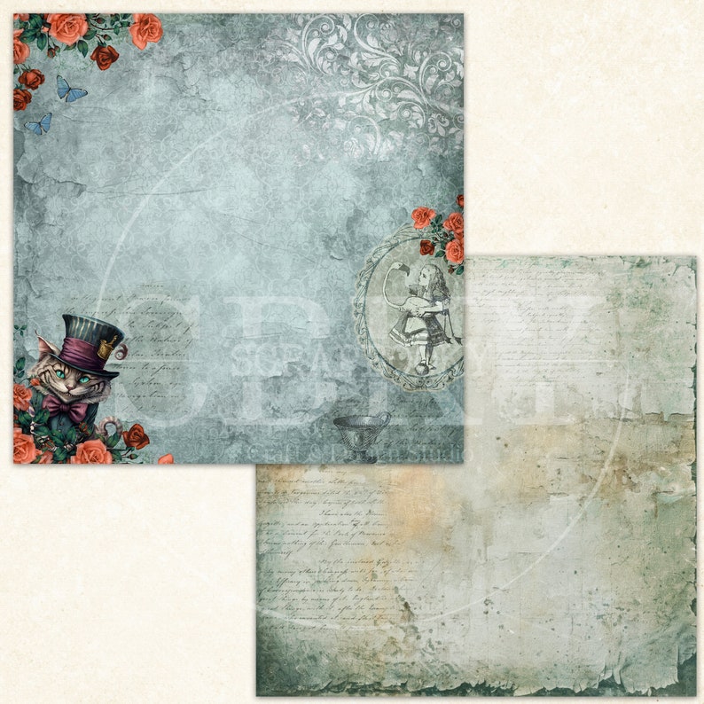 Wonderland Digital Paper | Alice in Wonderland Printable Paper ...