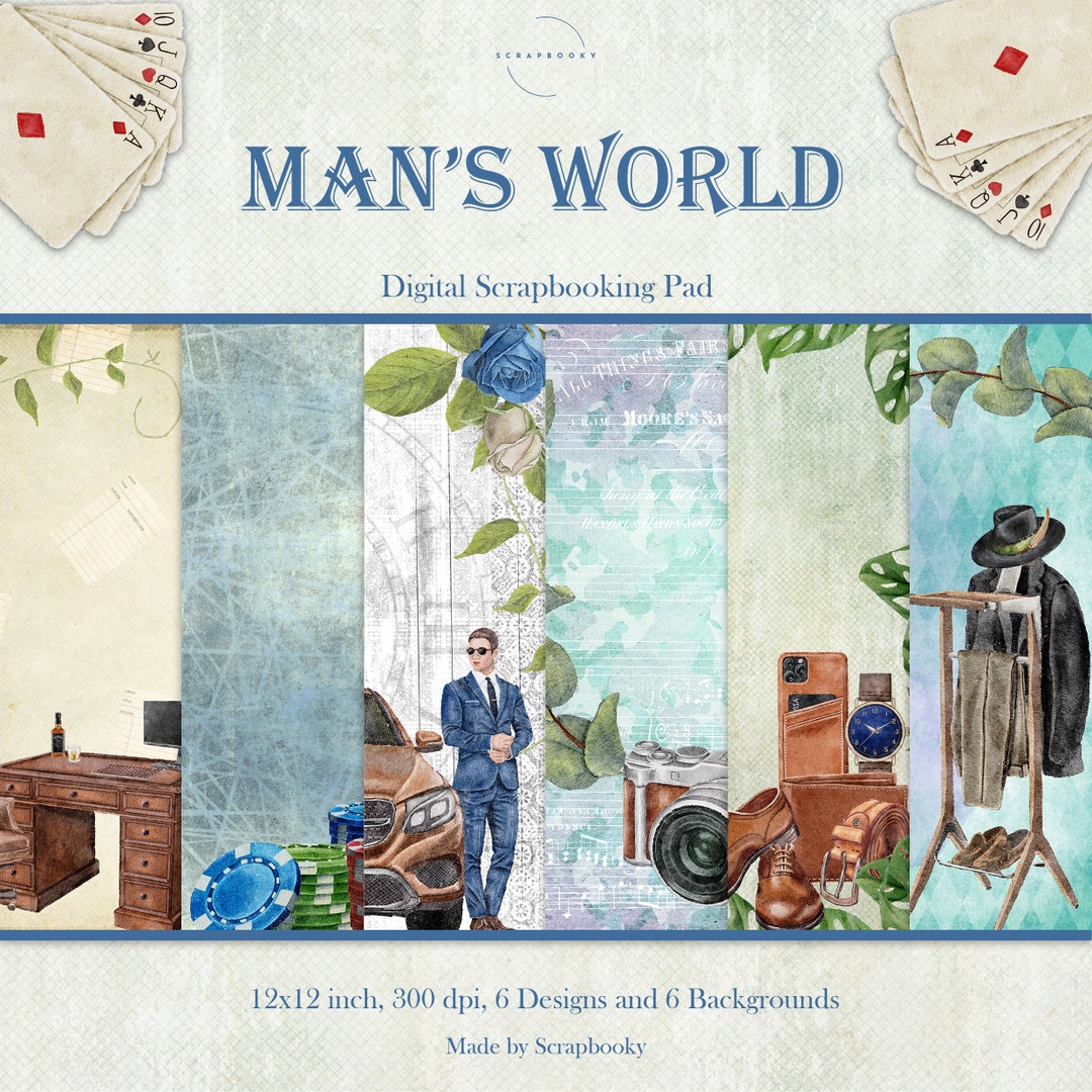 Masculine Digital Design Paper, Man & Business Pack, Printable Paper ...