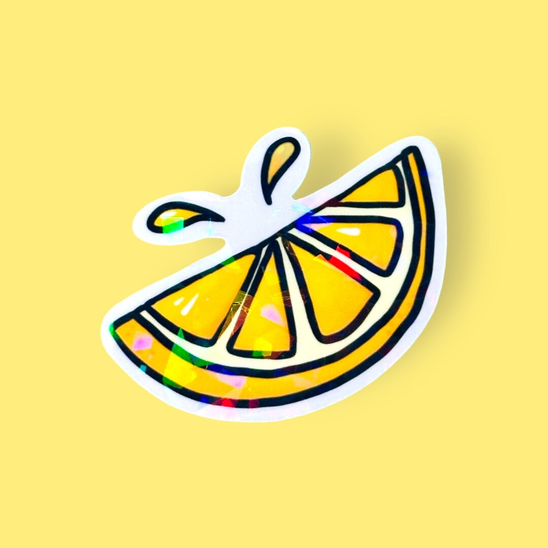 Lemon Sticker Holographic - Lemon Slice Sticker, Holographic Sticker ...