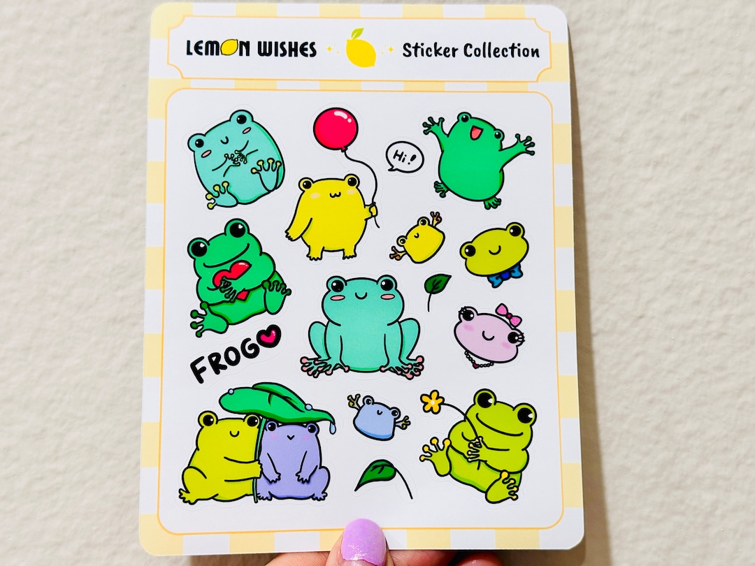 Cute Frog Sticker Sheet - Sticker Sheets, Cute Stickers, Stickers for ...