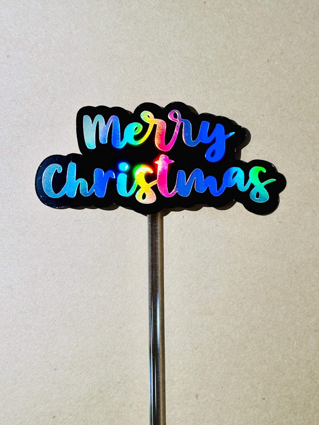Merry Christmas Cake Topper - Shiny Christmas Topper, Handmade, Sparkly ...