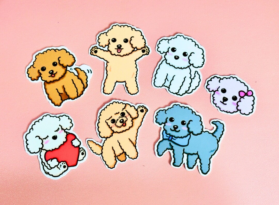 Cute Poodle Sticker Set (7 Stickers) - Dog Sticker, Holographic Sticker ...