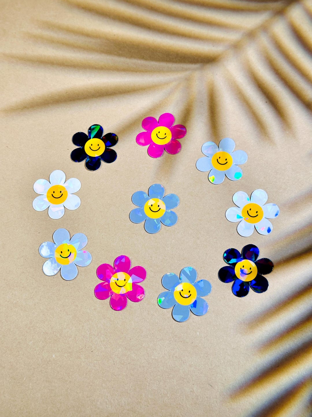 Smiley Flower Sticker - Smiley Stickers, Flower Stickers, Holographic ...