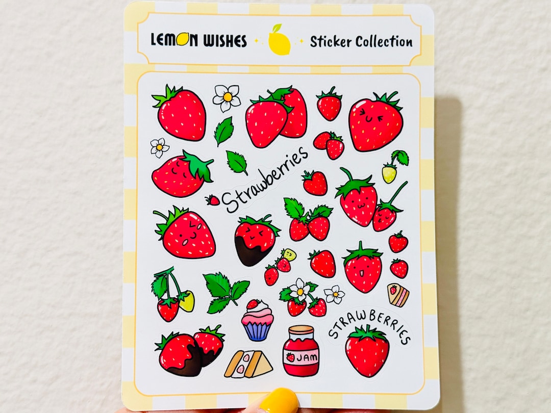 Strawberry Sticker Sheet - Sticker Sheets, Cute Stickers, Stickers for ...