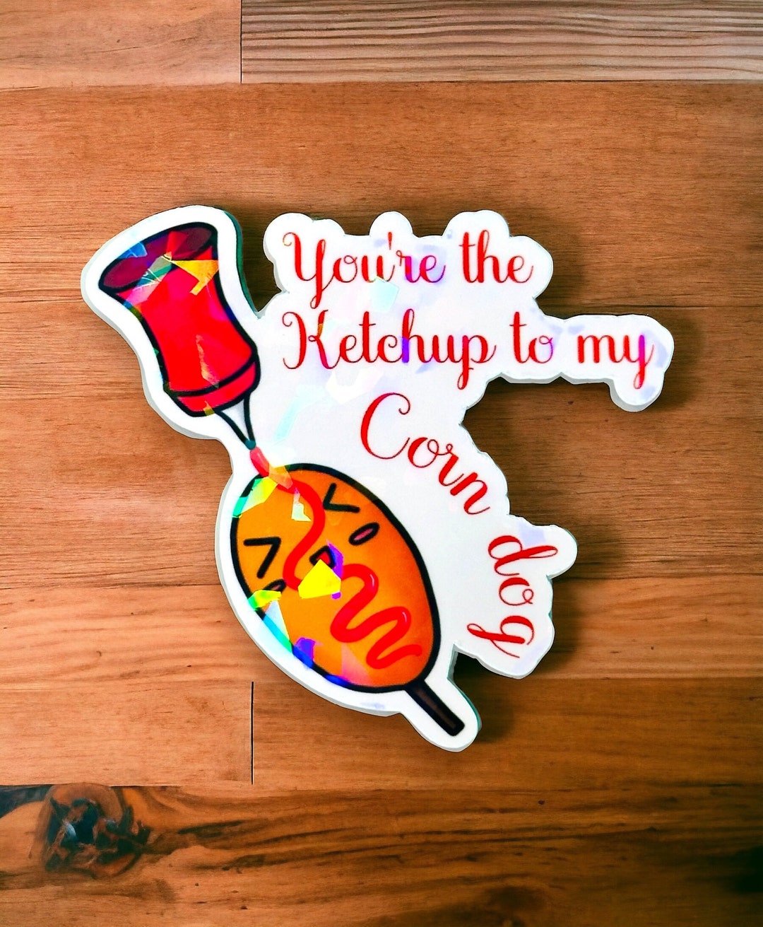 Holographic Corndog Sticker - Corn Dog Sticker, Holographic Sticker ...