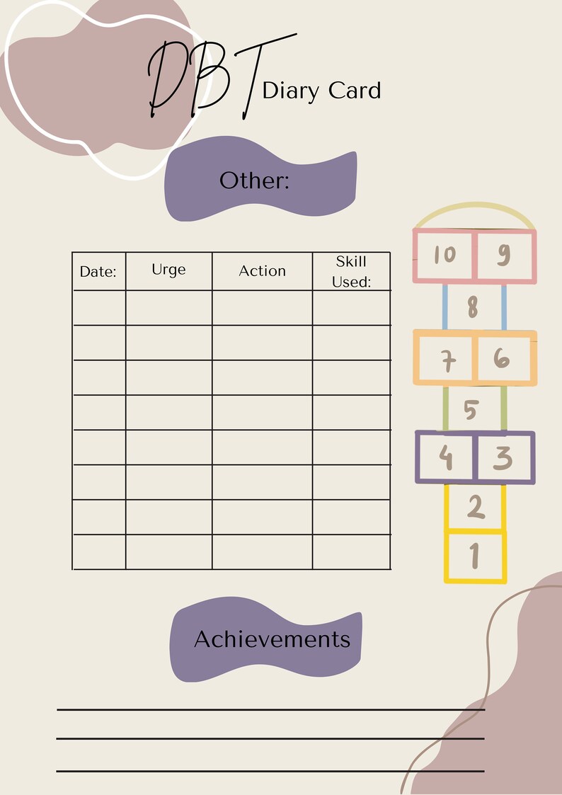 DBT Diary Card - Etsy