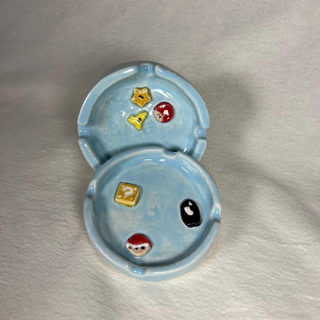 Handmade Blue Ceramic Ashtray With Fun Retro Game Icons - Etsy