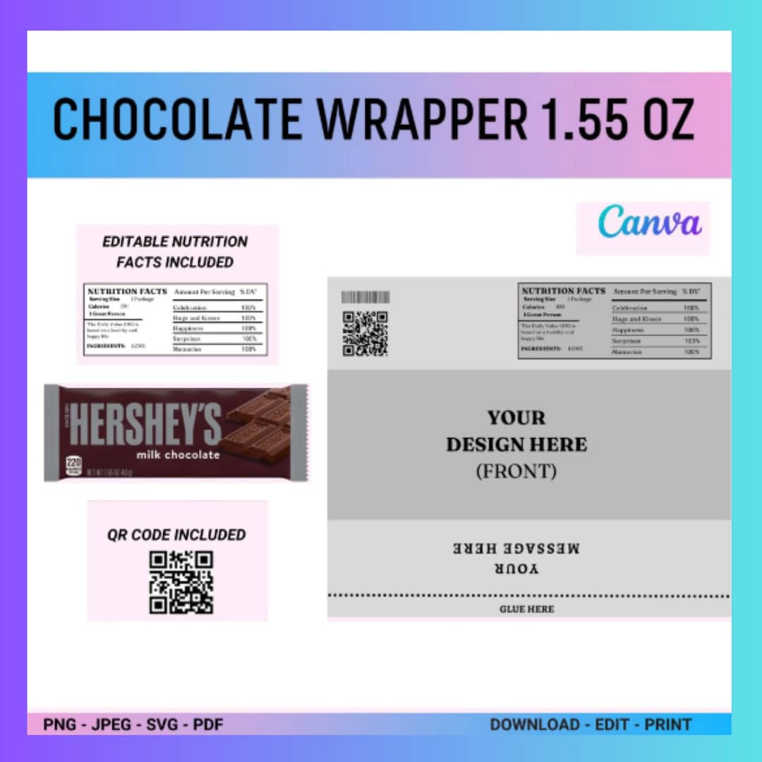 1.55oz Design Personalized DIY Chocolate Bar Wrapper - Etsy