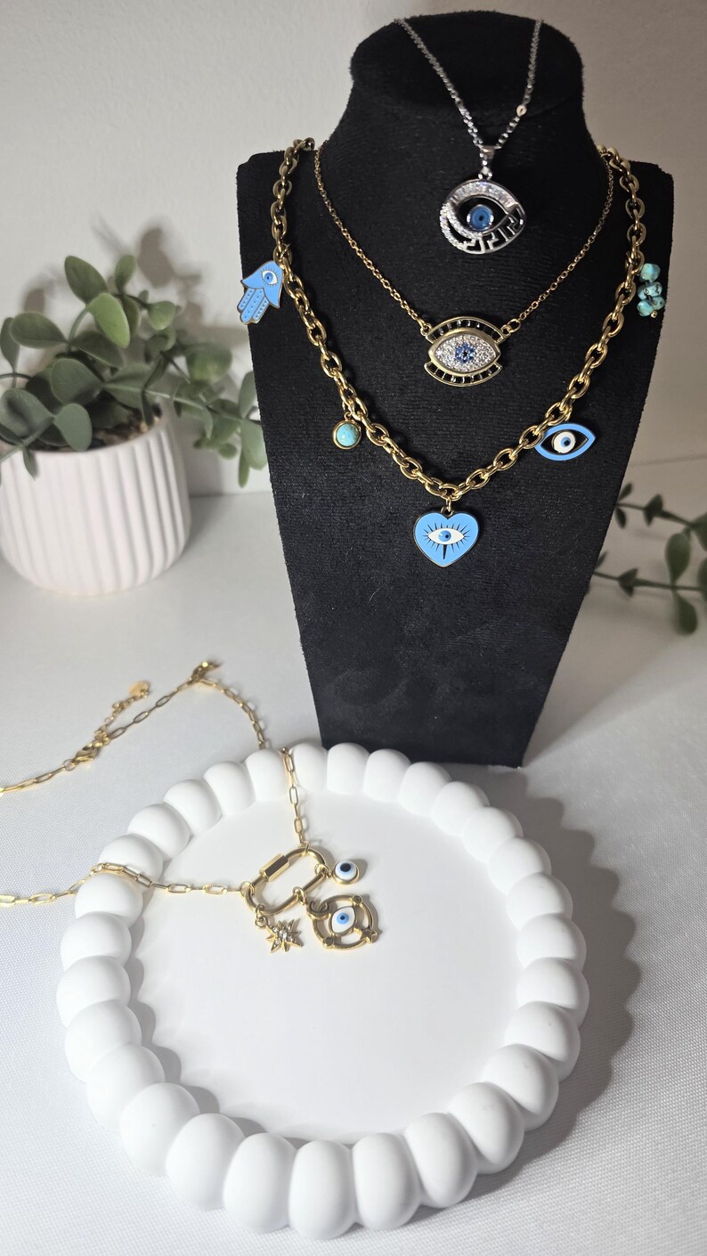 Minimalist 18K Gold Plated CZ Crystal Evil Eye Charm/ Protection ...