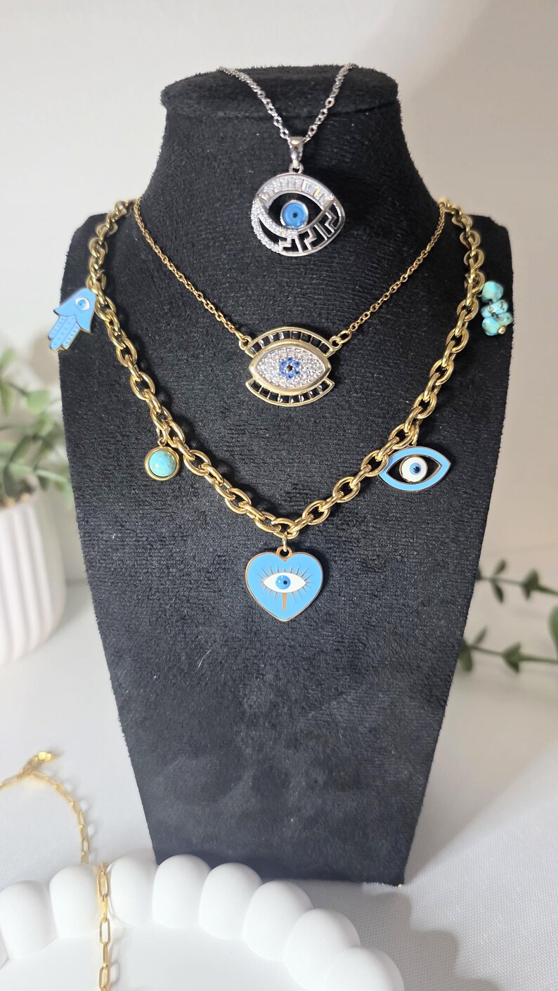 Minimalist 18K Gold Plated CZ Crystal Evil Eye Charm/ Protection ...