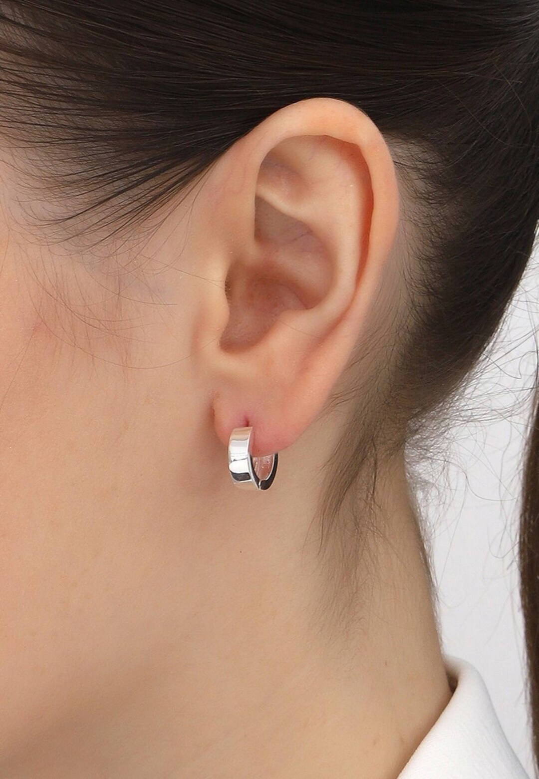 Square Silver Hoops, Minimal Silver Hoop Earrings, Silver Stud Hoops ...