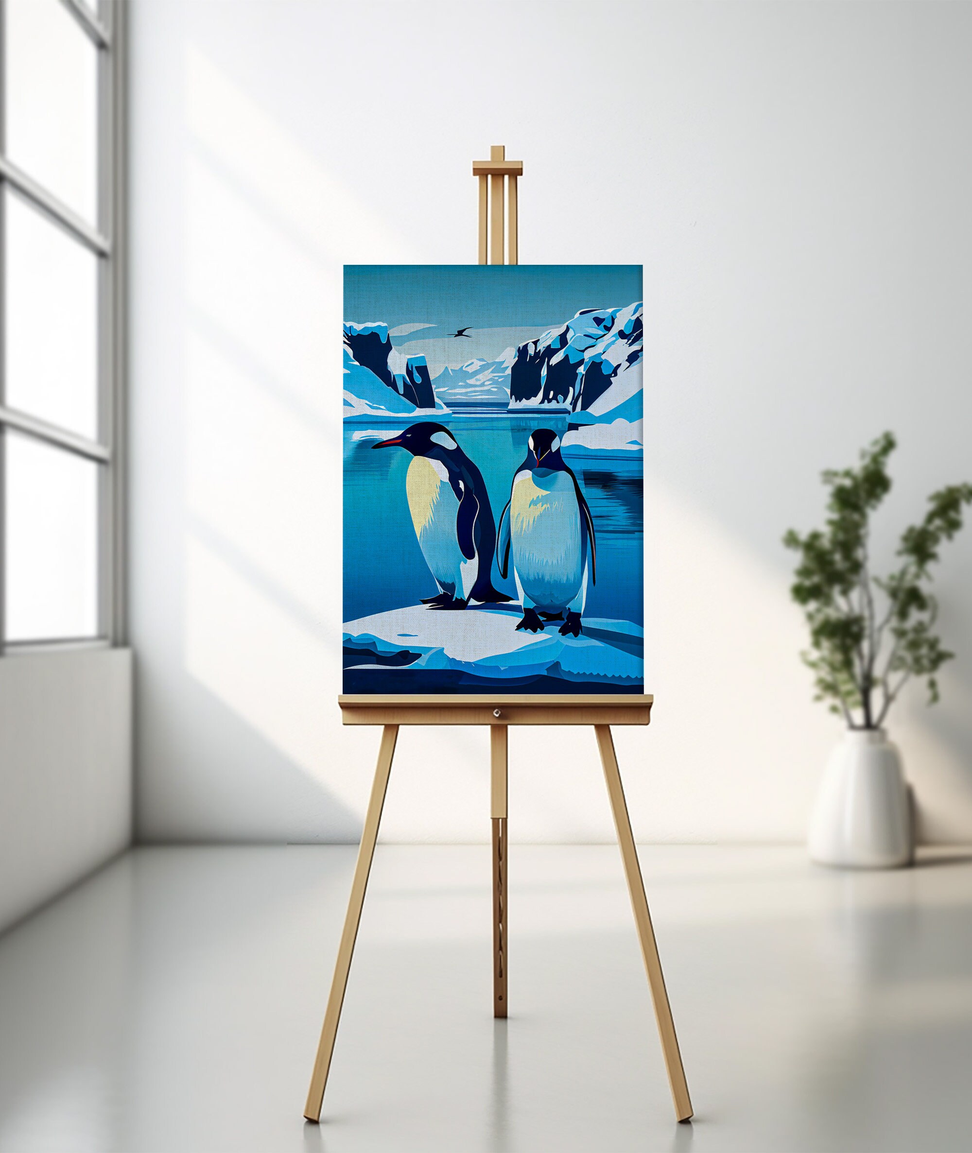 Cute Antarctica Penguins Canvas Wall Art Print Great Gift Idea F ...