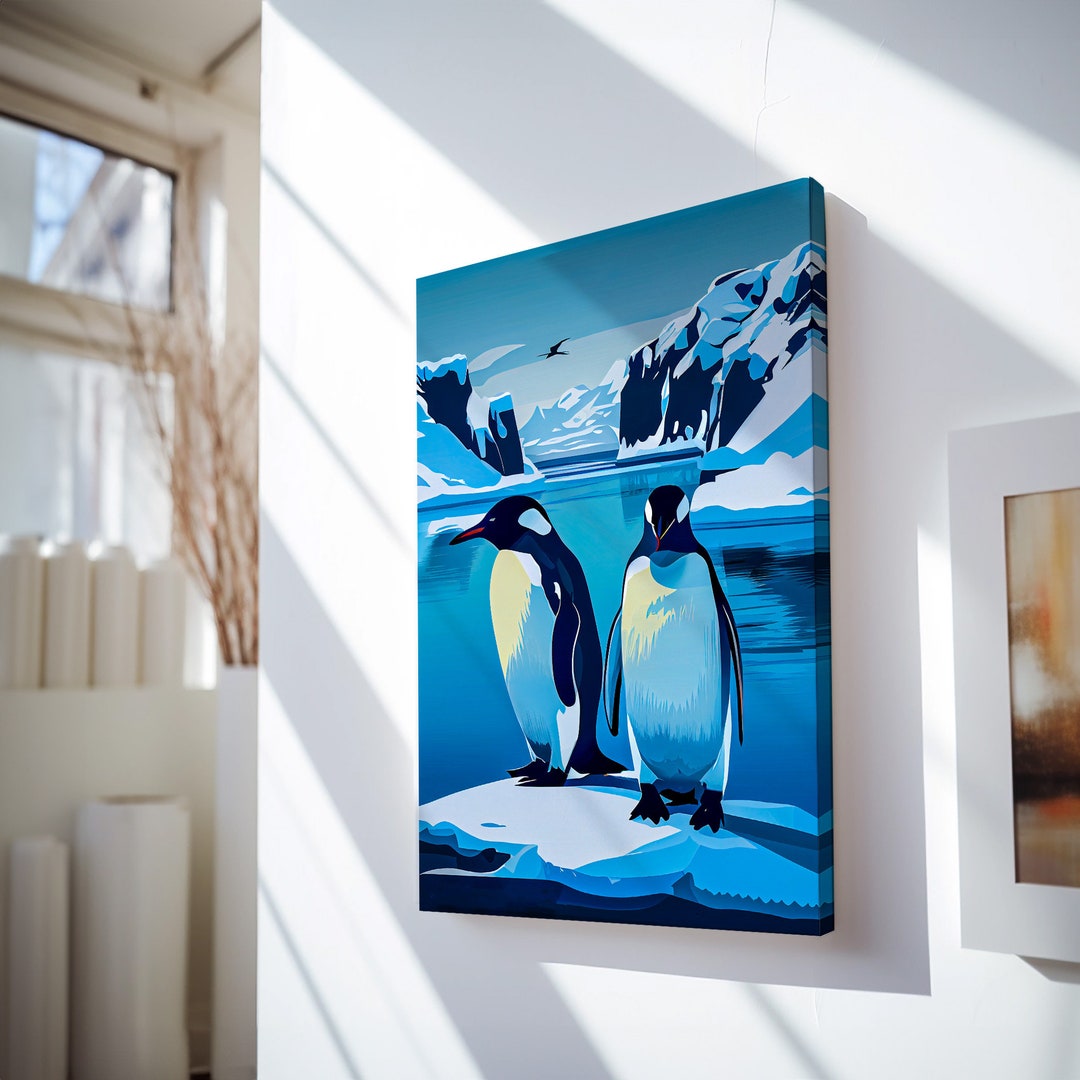 Cute Antarctica Penguins Canvas Wall Art Print Great Gift Idea F ...