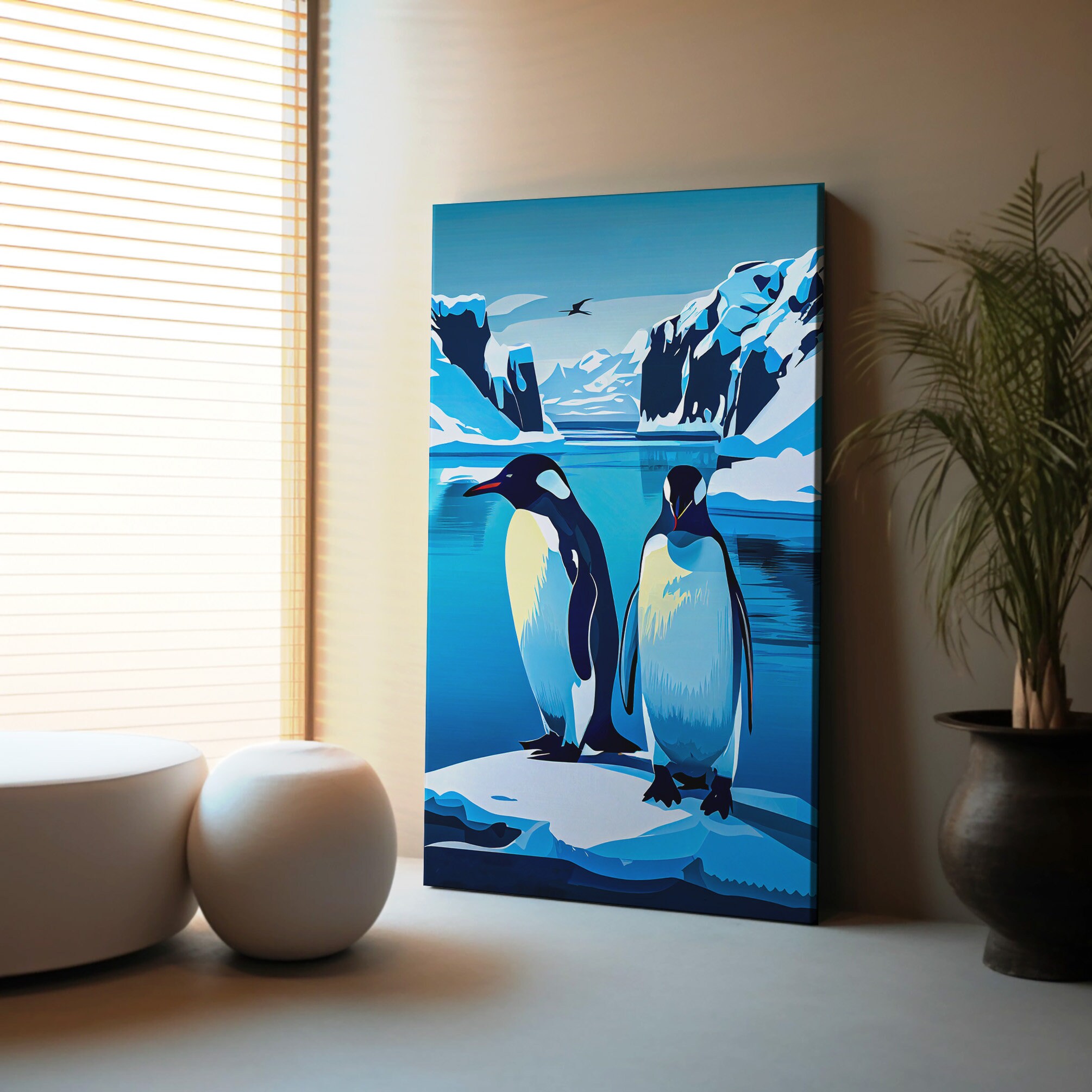 Cute Antarctica Penguins Canvas Wall Art Print Great Gift Idea F ...