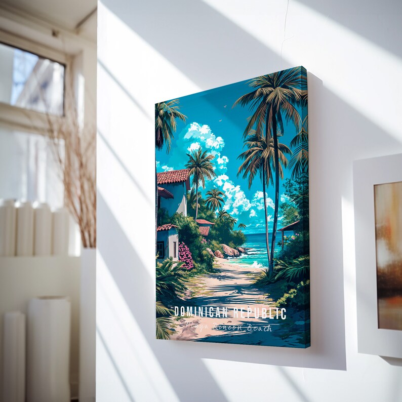 Vintage Caribbean Beach Wall Art Dominican Republic Canvas Print for ...