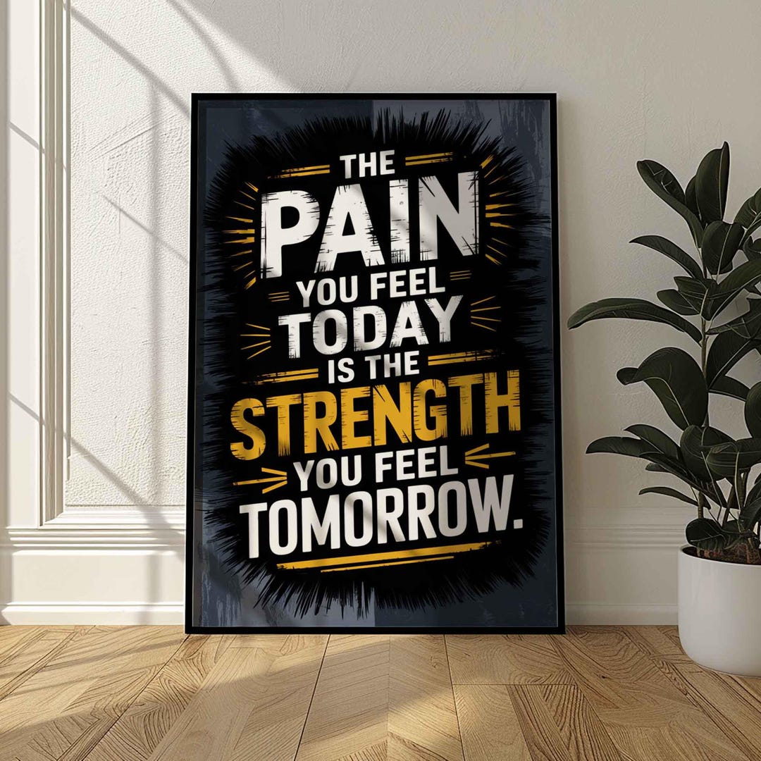 Pain Motivational Poster Print, Inspirational Gym Canvas Wall Art ...