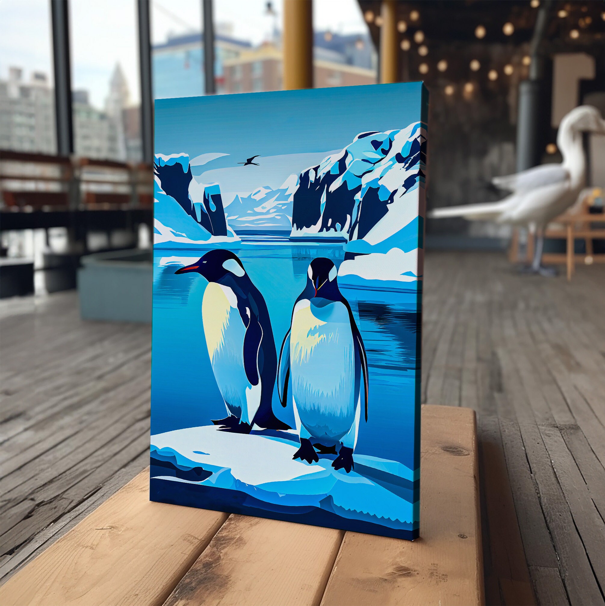 Cute Antarctica Penguins Canvas Wall Art Print Great Gift Idea F ...