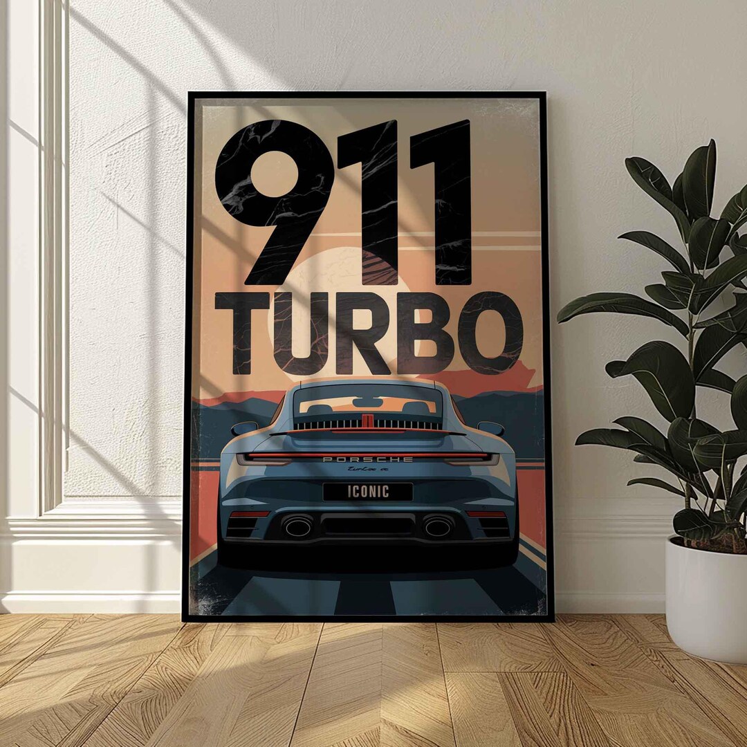 Porsche 911 Turbo Poster Print Car Enthusiast Canvas Wall Art, Gift for ...