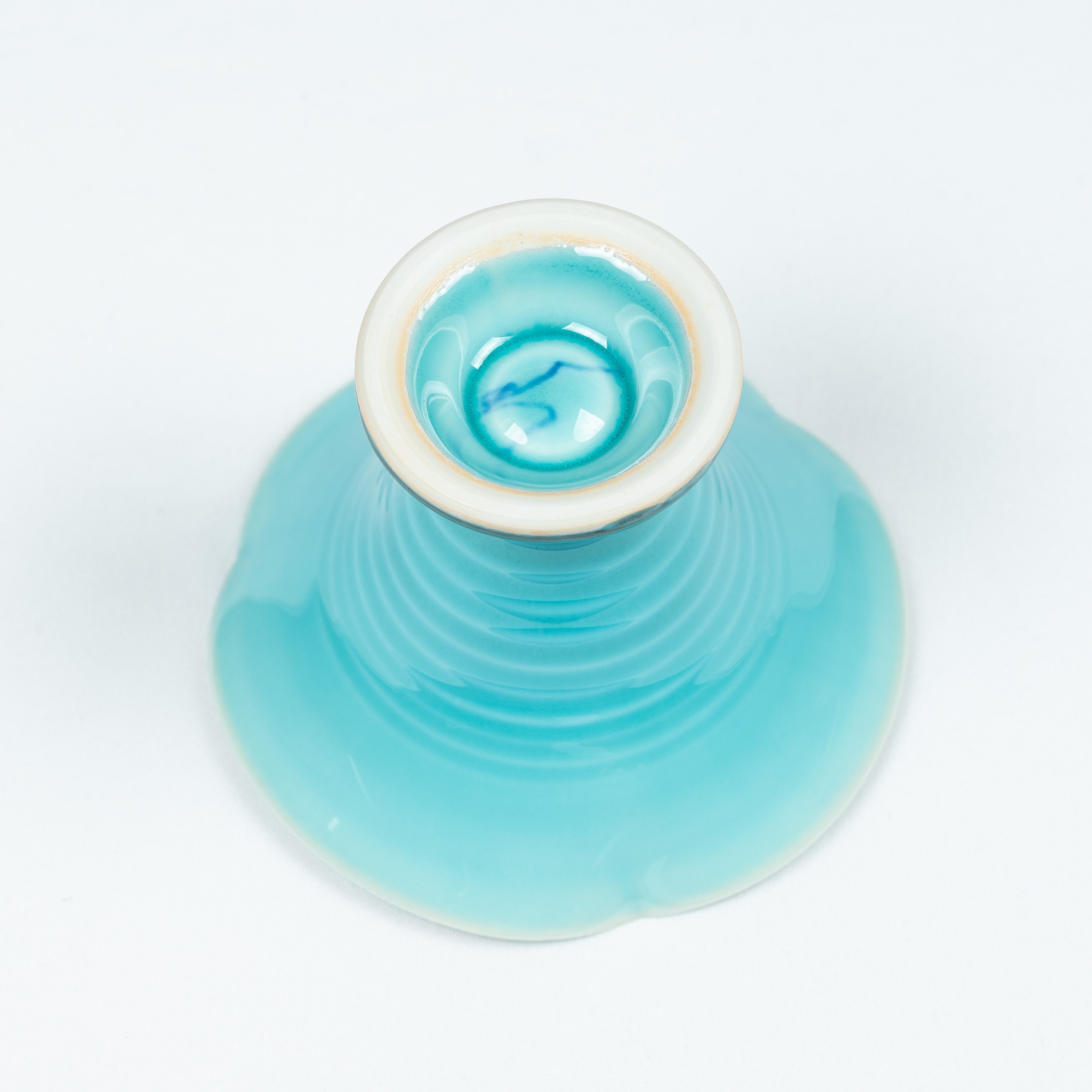 Amakusa Higure Turkish Blue Fluted Flower Guinomi 天草日暮トルコブルー花形ぐい呑み - Etsy