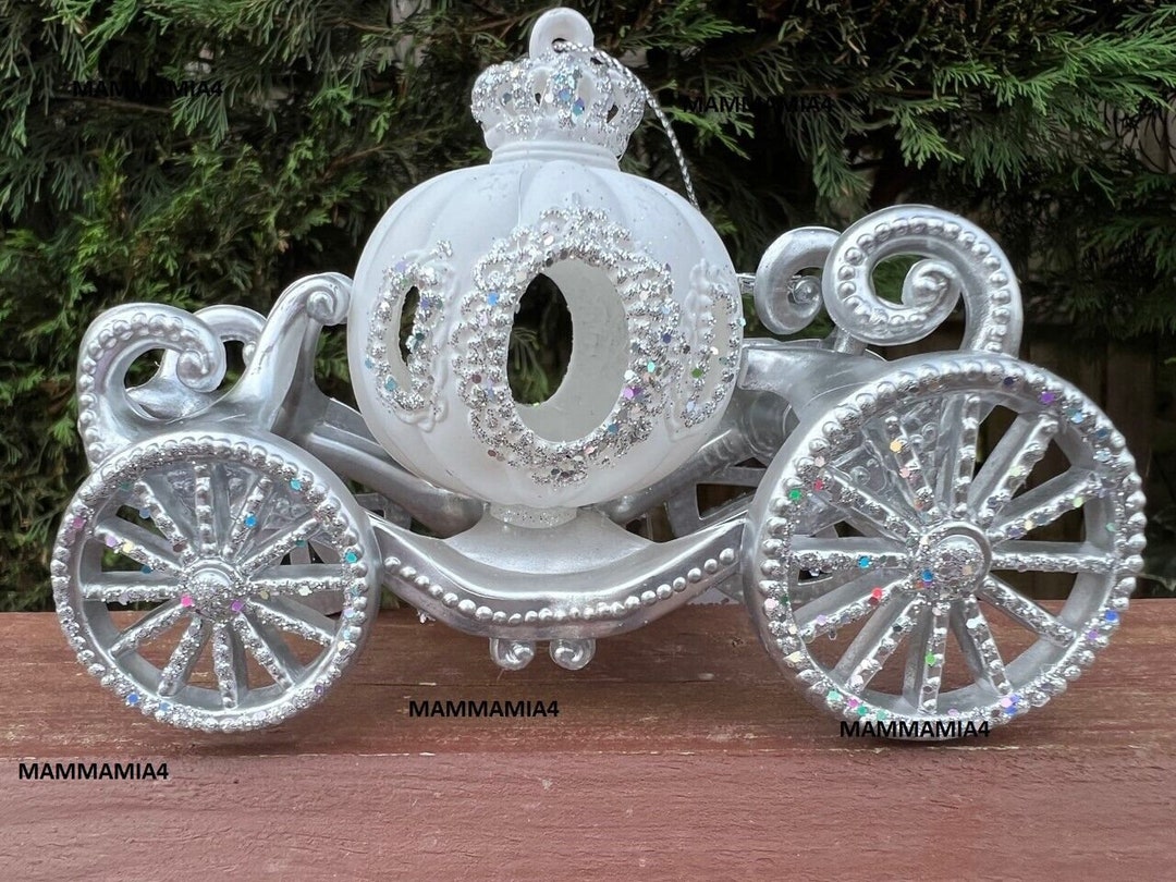 Disney Like Glitter Cinderella Carriage Christmas Tree Decoration ...