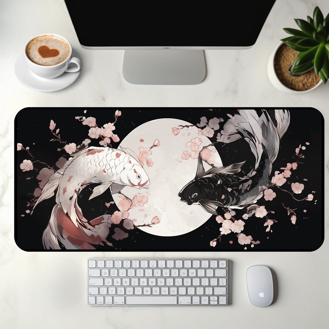 Kawaii Koi Fish Desk Mat,japanese Deskmat,aesthetic Mousepad,large ...