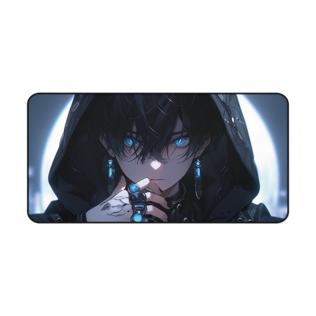 Cyberpunk Anime Boy Desk Mat, Blue Large Mouse Pad,keyboard Laptop Mat ...