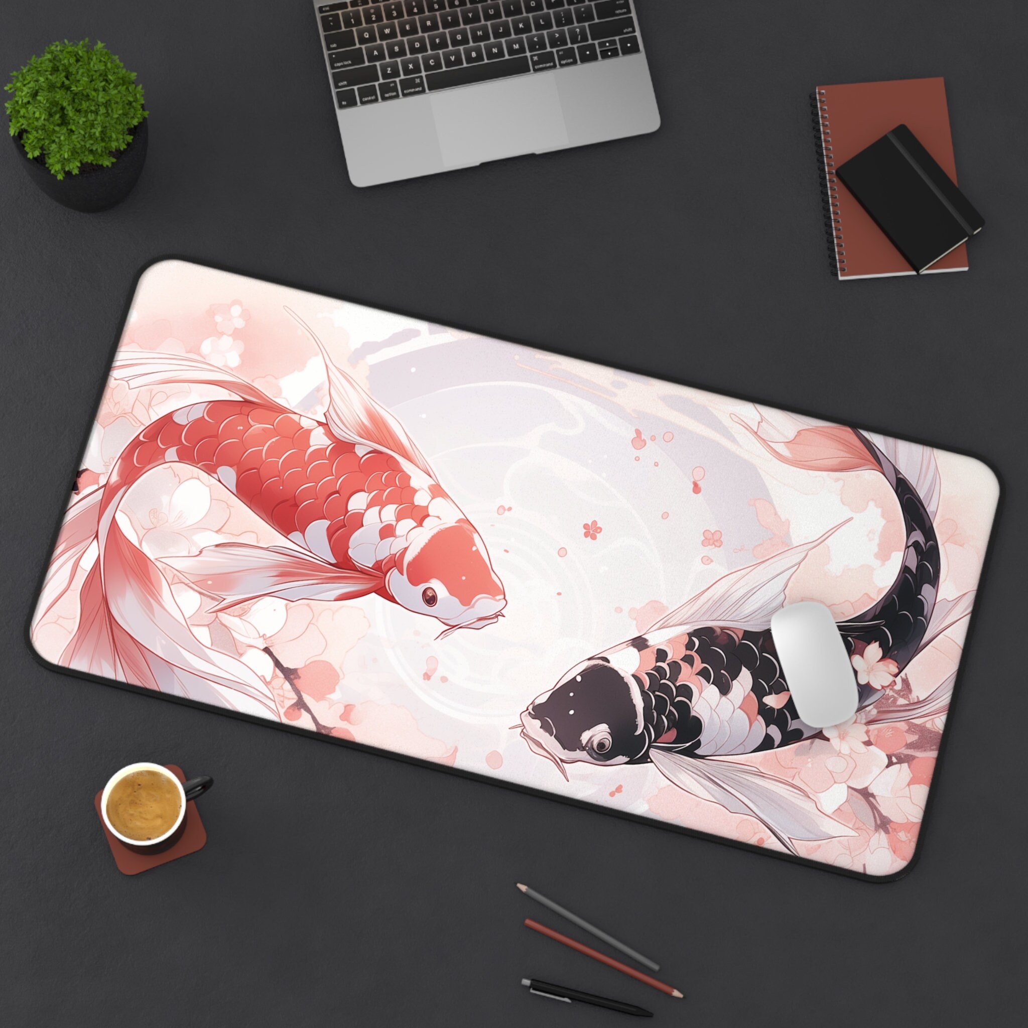 Kawaii Koi Fish Desk Mat, Japanese Deskmat,aesthetic Mousepad,large ...