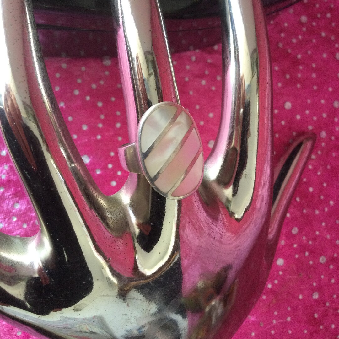 Vintage Silver Mother of Pearl Ring Size 6.5 - Etsy