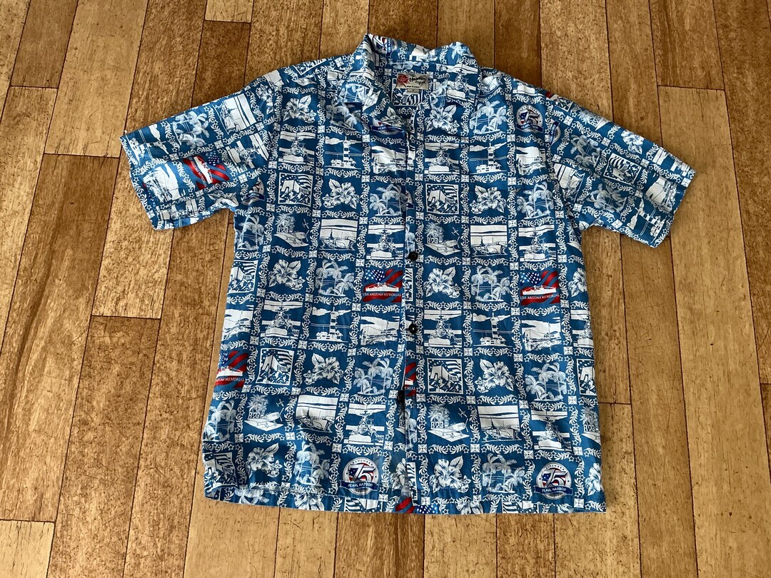 USS Arizona Memorial Hawaiian Shirt, Hilo Hattie 75th Anniversary (M ...