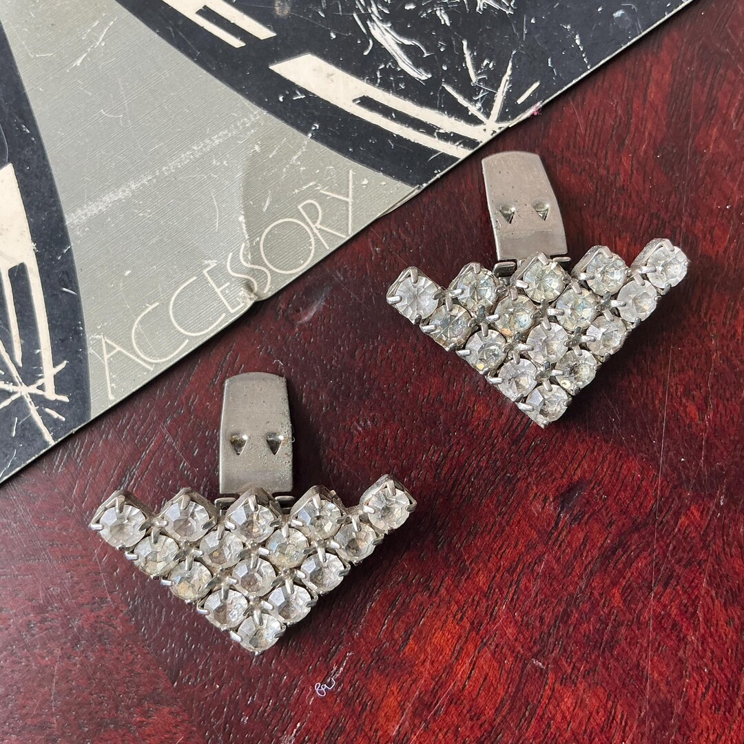 Vintage Rare Rhinestone Shoe Clips Set of Two on Original Card With ...