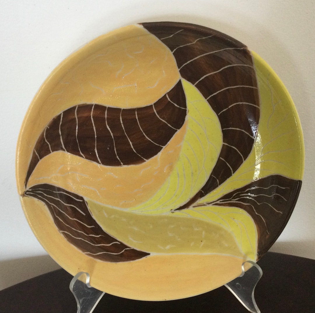 Studio Pottery Yellow Plate/ Dish Signed Janet/ Australian Ceramic ...